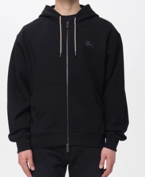 Burberry Checked Zip-up Drawstring Hoodie - Black