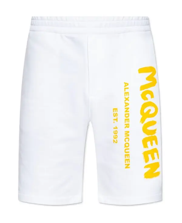 Alexander McQueen Logo Print Bermuda Shorts - White