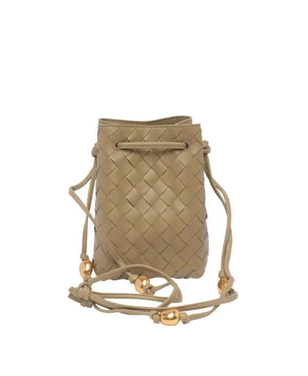 Bottega Veneta Woven Leather Drawstring Shoulder Bag - Brown