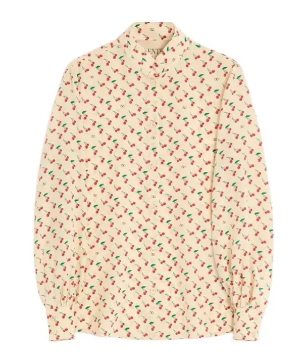 Valentino Garavani Cherryfic Printed Long-sleeve Shirt - No