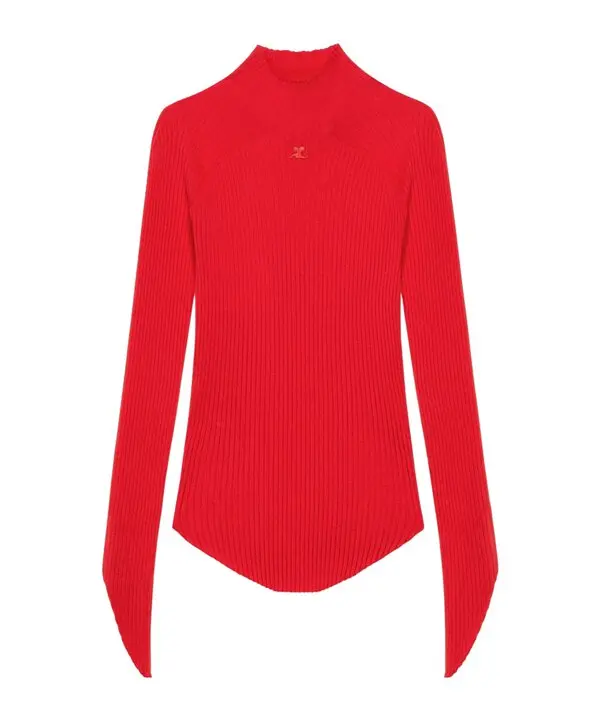 COURREGES High-neck Ribbed-knit Jumper