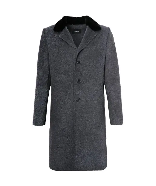 YVES SALOMON Single-breasted Coat With Mink Trim