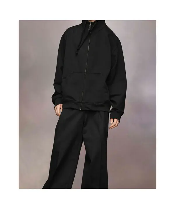 MAISON MARGIELA Logo Embroidered Zip-up Hoodie - Black
