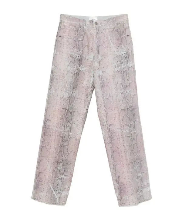 HAIKURE Winona Snake Print Straight-leg Jeans - Blue/pink
