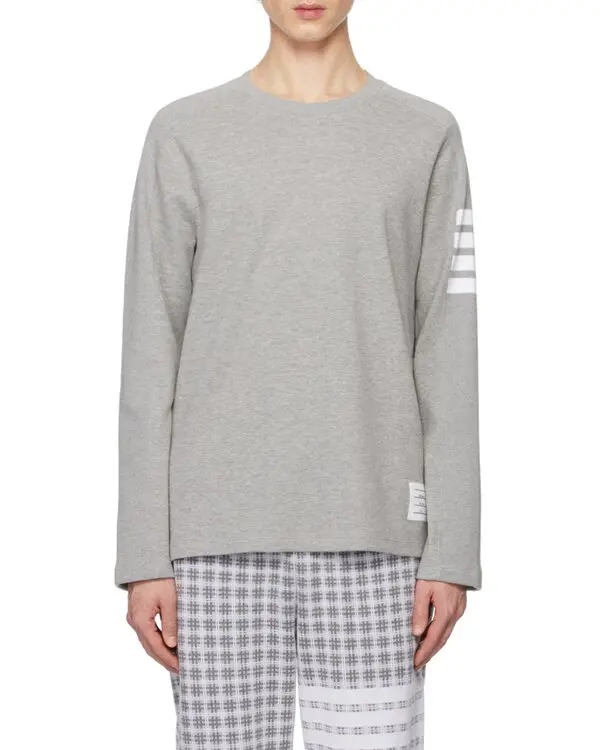 Thom Browne 4-bar Striped Crewneck Sweatshirt - Light Gray