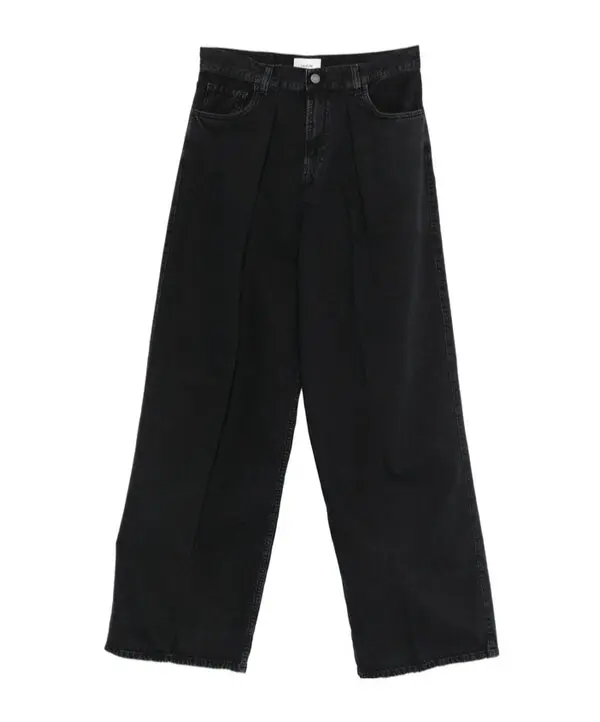 HAIKURE Pleated Wide Leg Jeans - Black