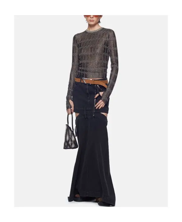Attico Cut-out Denim Skirt