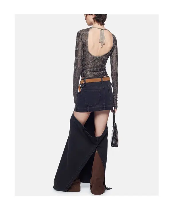 Attico Cut-out Denim Skirt