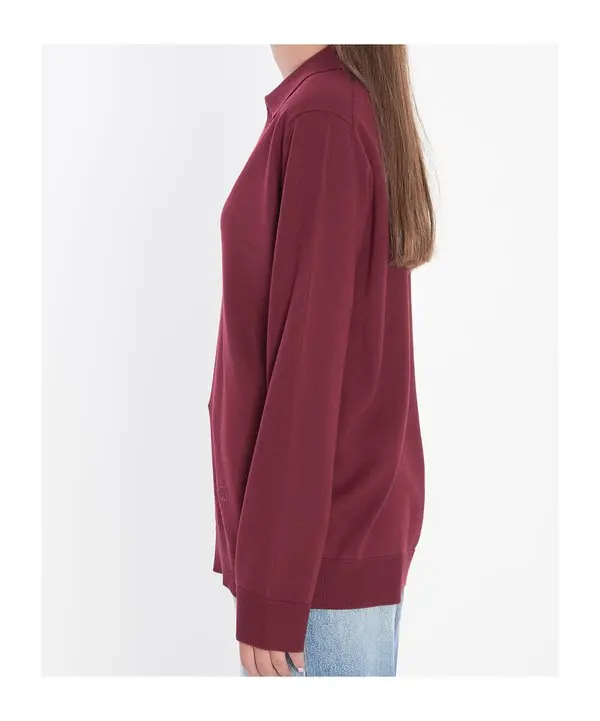 Gucci Embroidered Long-sleeve Knit Polo Shirt - Rosso Ancora