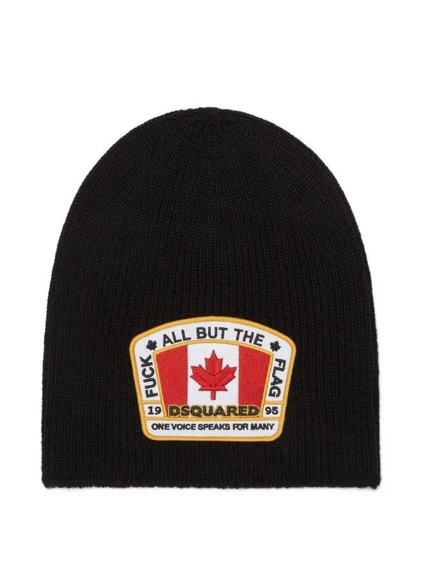 Dsquared2 Ribbed Knit Beanie - Black