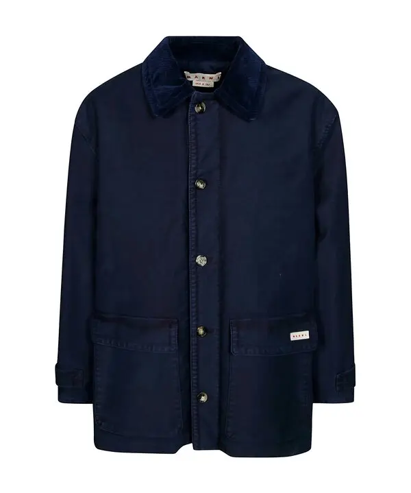 Marni Buttoned Coat With Lapel And Front Pockets - Black