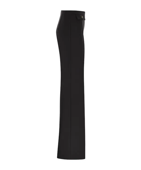 Elisabetta Franchi High-waisted Flared Trousers With Enamelled Button Detail