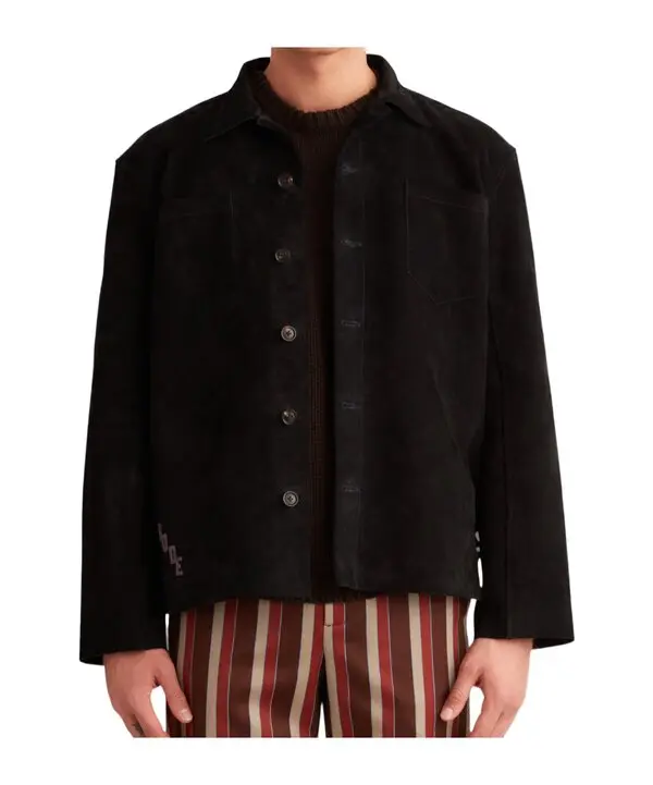 BODE Long-sleeved Leather Jacket - Black