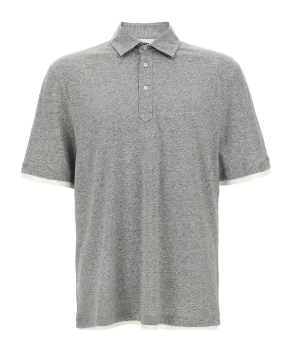 Brunello Cucinelli Layered Button-up Polo Shirt - Medium Grey