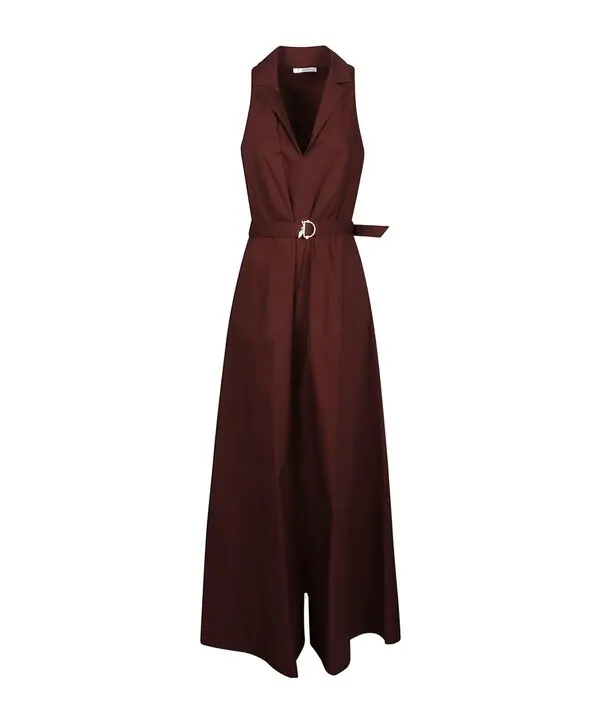 Patrizia Pepe Long Dress With Slits - Wood Brown