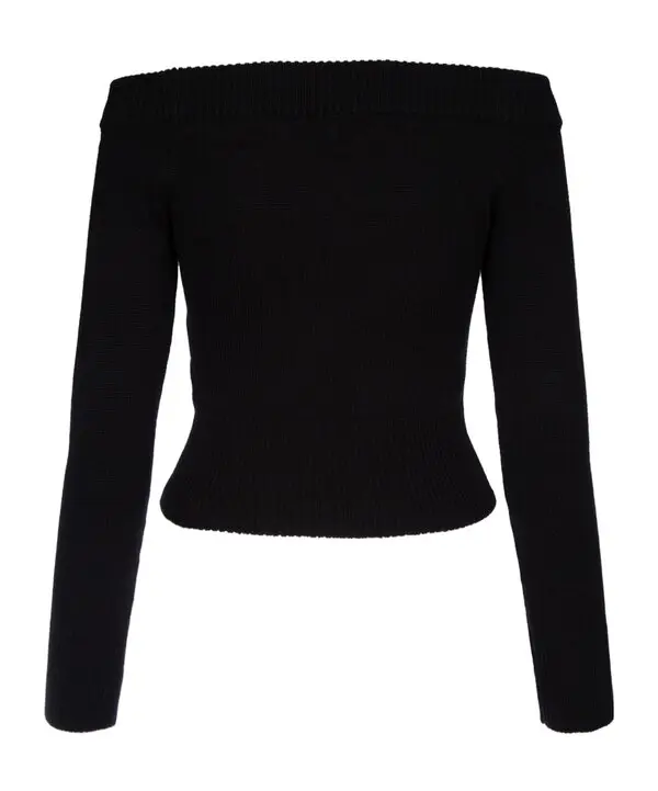 Alexander McQueen Off-shoulder Knit Sweater With Embellishment