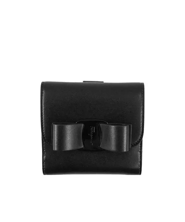 FERRAGAMO Logo Bow Wallet - Black