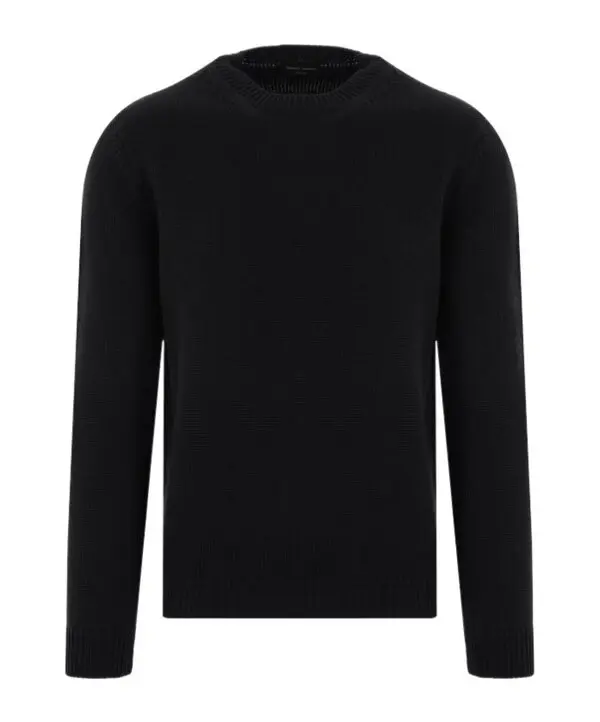 ROBERTO COLLINA Crew Neck Merino Wool Sweater - Black
