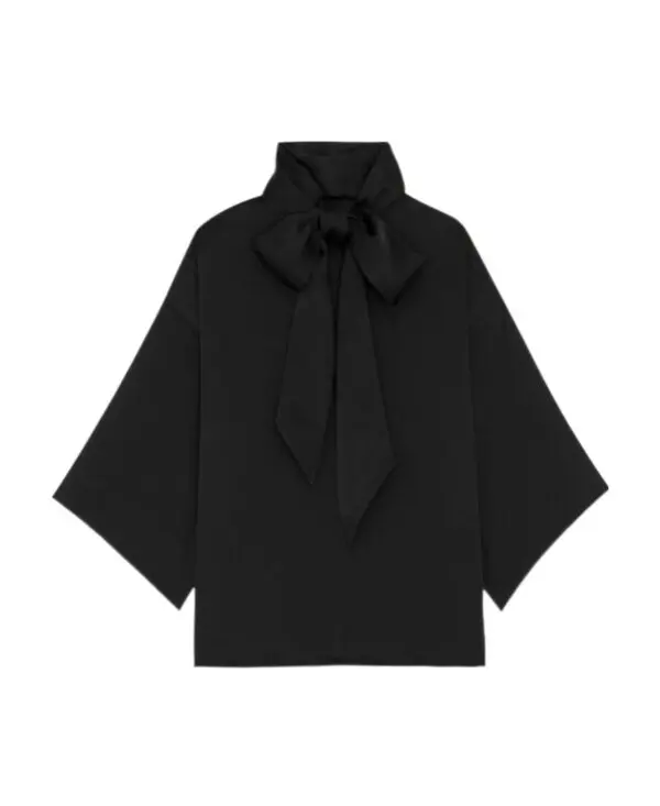 Saint Laurent High Neck Wide-sleeved Blouse
