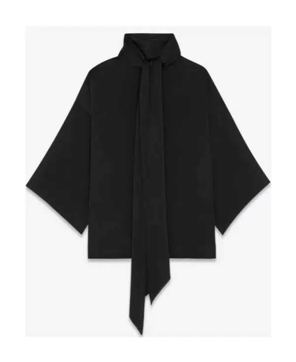 Saint Laurent High Neck Wide-sleeved Blouse