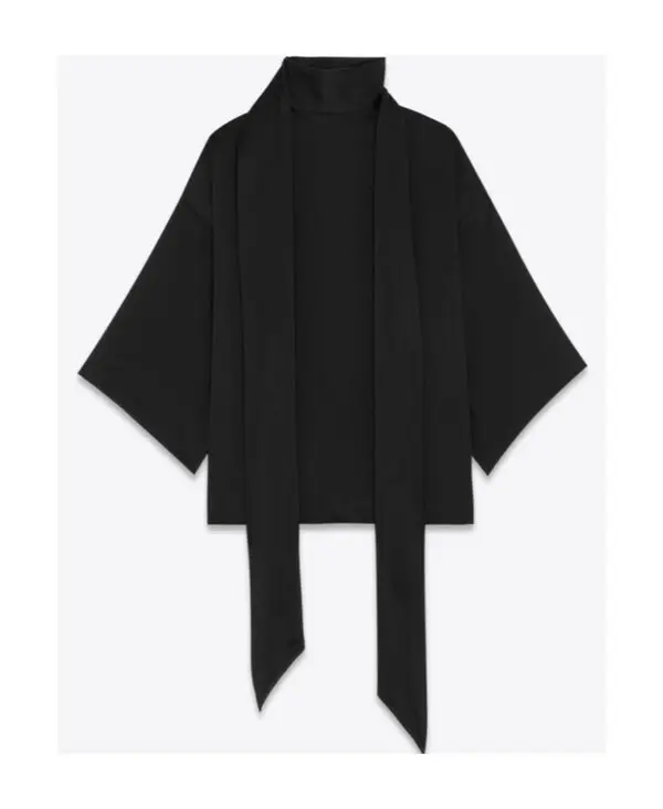 Saint Laurent High Neck Wide-sleeved Blouse