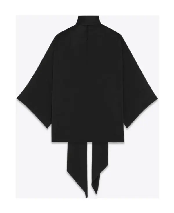 Saint Laurent High Neck Wide-sleeved Blouse