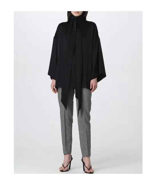 Saint Laurent High Neck Wide-sleeved Blouse