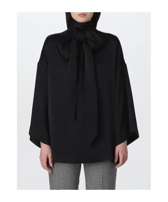 Saint Laurent High Neck Wide-sleeved Blouse