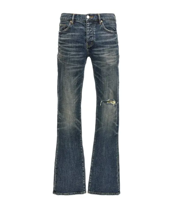 PURPLE BRAND Flare Jeans With Distressed Details - Black