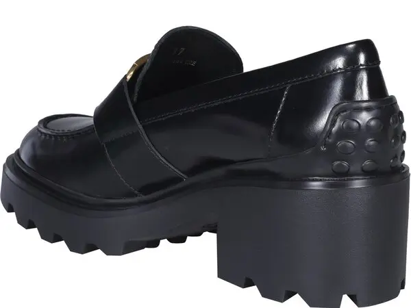 TOD'S T-plaque Block Heel Loafers