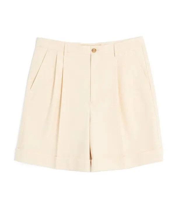 Valentino Garavani Cotton Canvas Cuffed Bermuda Shorts - Shell Color