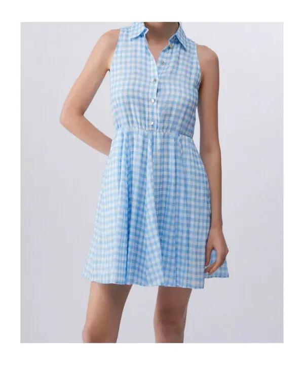 Liu Jo Short Vichy Gingham Check Belted Shirt Dress