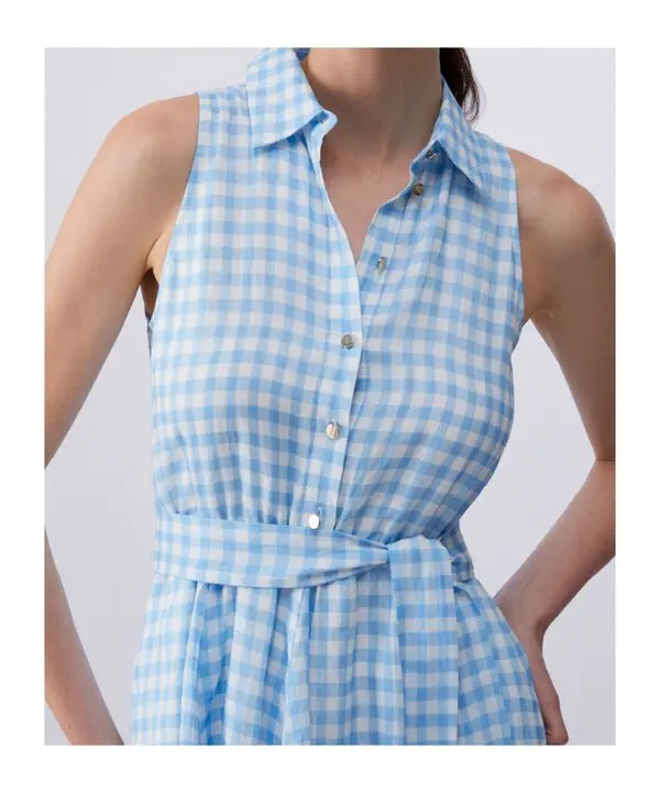 Liu Jo Short Vichy Gingham Check Belted Shirt Dress