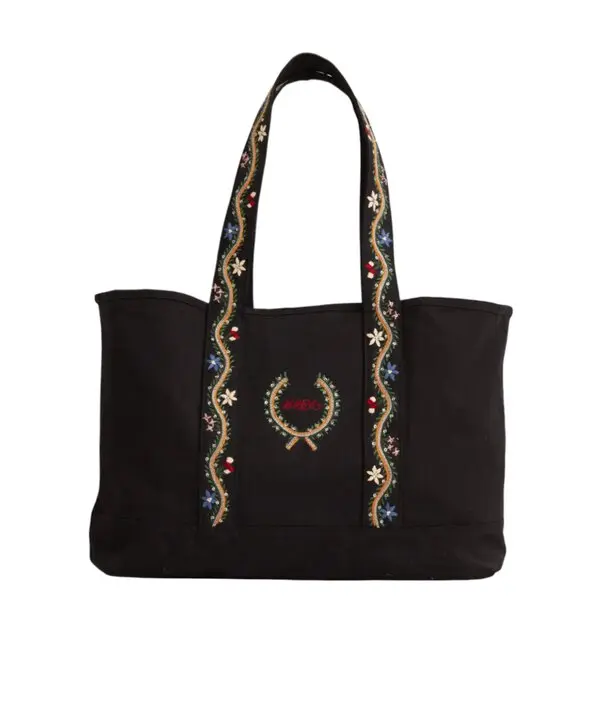 BODE Floral Embroidered Shoulder Bag - Black