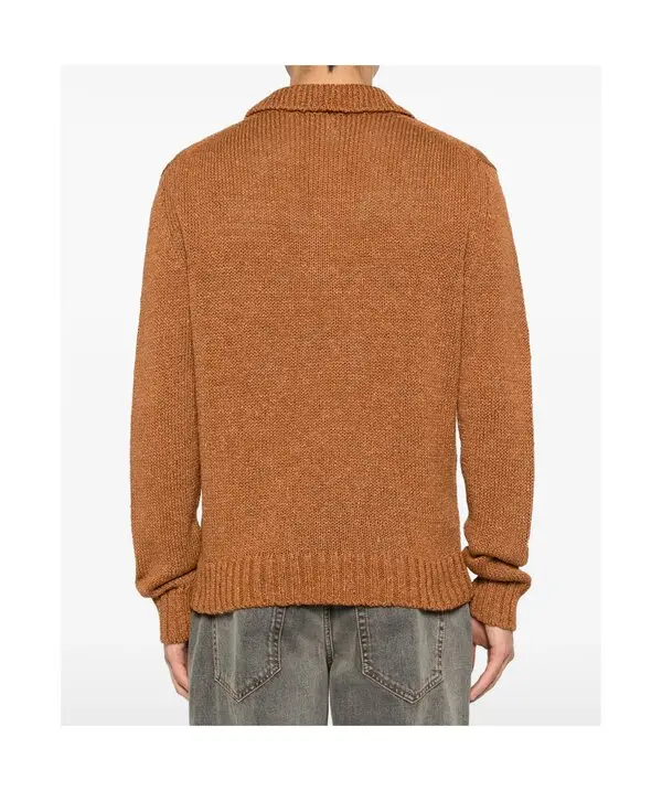 SUNFLOWER Long-sleeved Polo Sweater - Brown