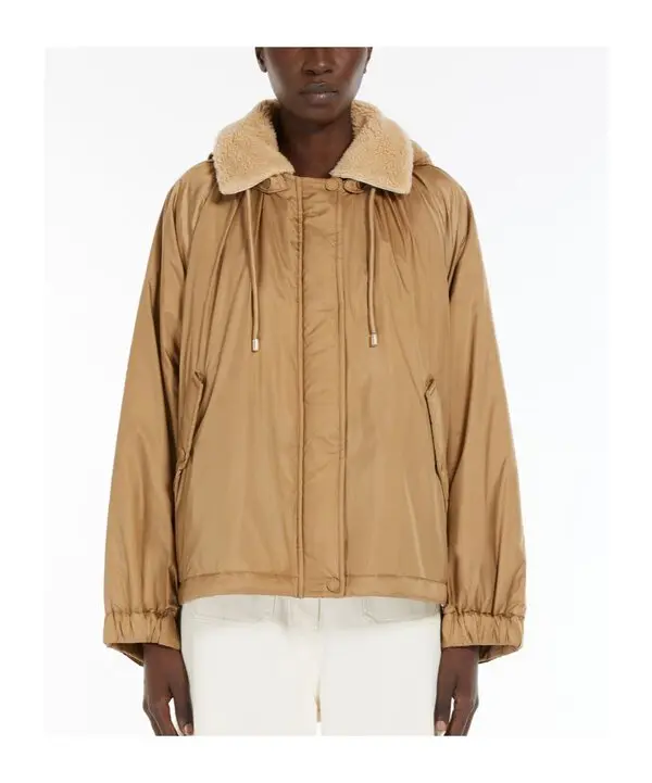 Max Mara Button Detailed Drawstring Coat With Removable Collar - Camel