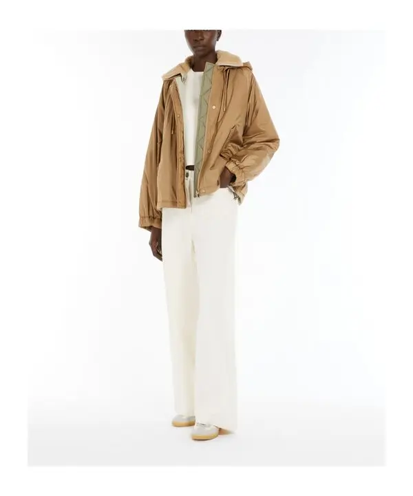 Max Mara Button Detailed Drawstring Coat With Removable Collar - Camel