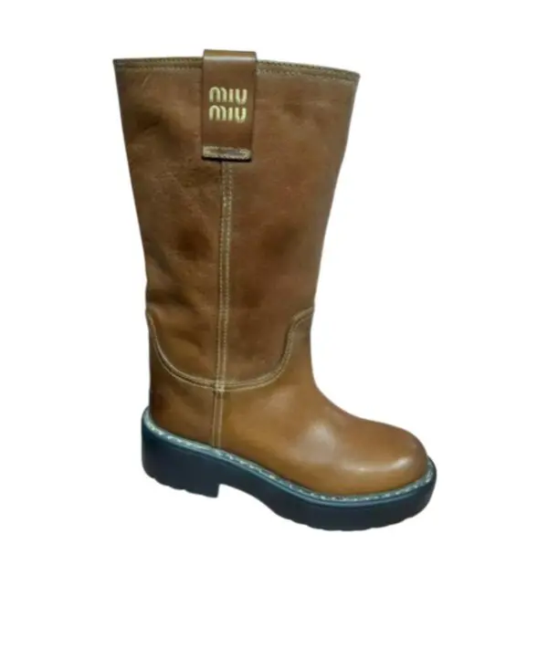 Miu Miu Round Toe Chunky Lug Sole Boots