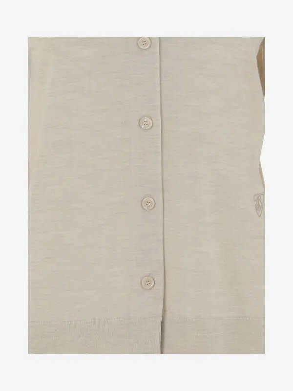 Burberry Logo Embroidered Buttoned Cardigan - Nutmeg