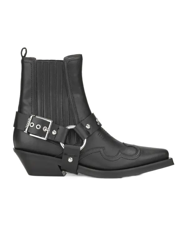 GANNI Buckle Fastening Western Chelsea Boots - Black