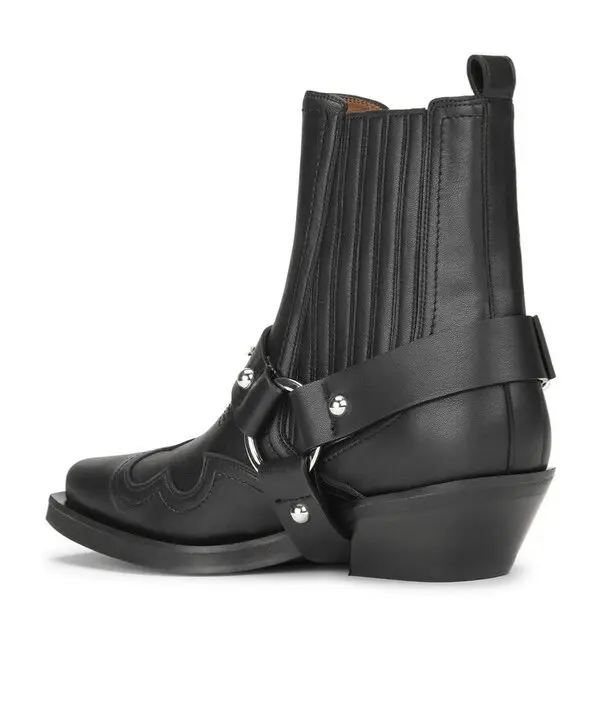 GANNI Buckle Fastening Western Chelsea Boots