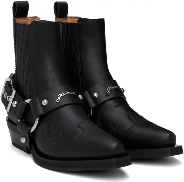 GANNI Buckle Fastening Western Chelsea Boots