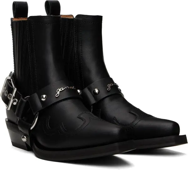 GANNI Buckle Fastening Western Chelsea Boots
