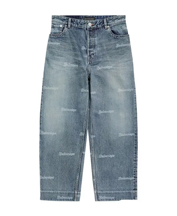 Balenciaga Logo Printed Low Rise Denim Jeans