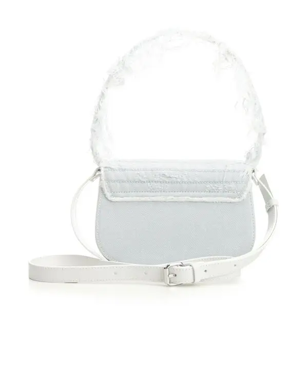 DIESEL® Logo Embellished Distressed Shoulder Bag - White