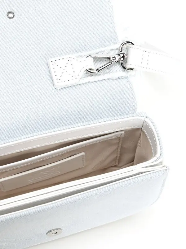DIESEL® Logo Embellished Distressed Shoulder Bag - White