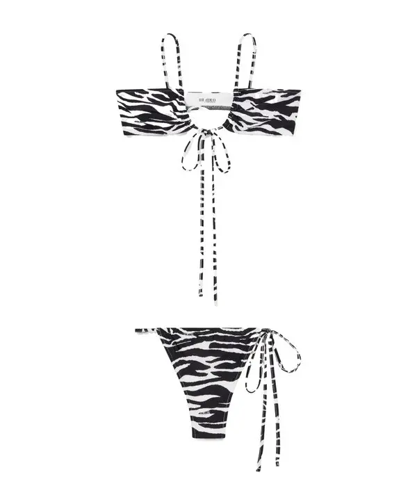 Attico Zebra Print Bikini - Black