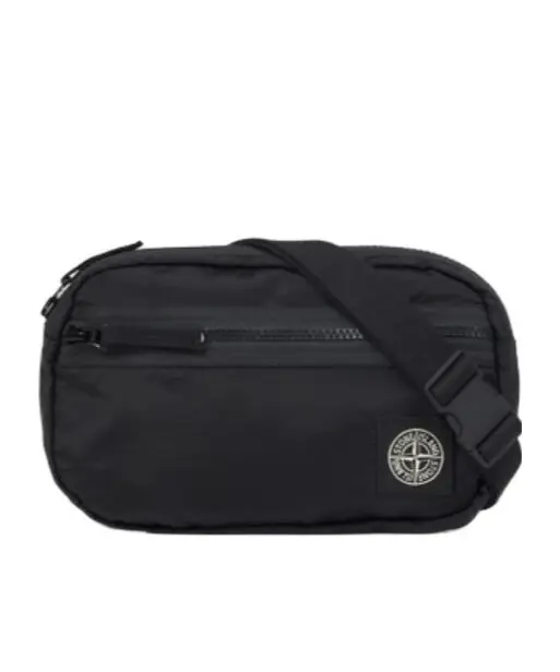 Stone Island Logo Patch Waist Bag - Black