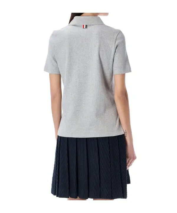Thom Browne Rwm-stripe Short Sleeve Knit Polo