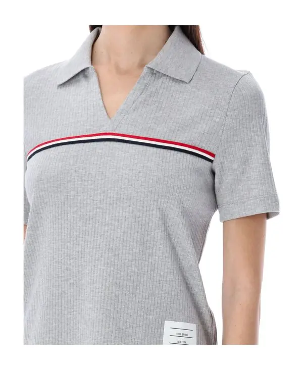 Thom Browne Rwm-stripe Short Sleeve Knit Polo
